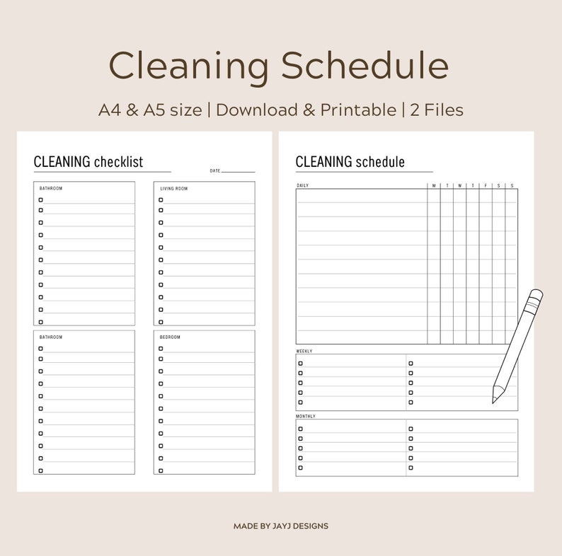 Printable Cleaning Schedule With Editable Weekly Cleaning List and ...