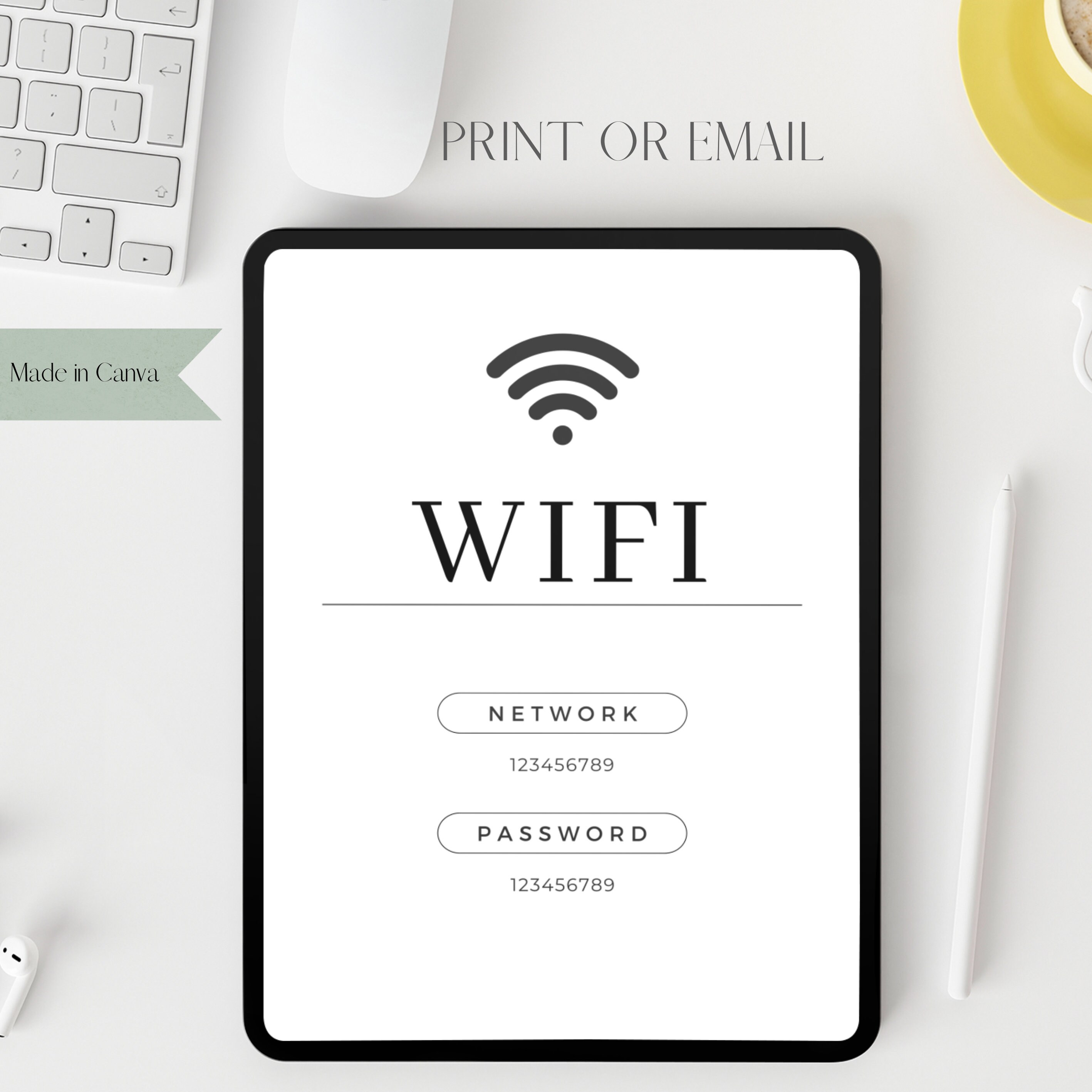 Guest Wifi Sign, Editable and Printable Airbnb Host Sign, Airbnb ...