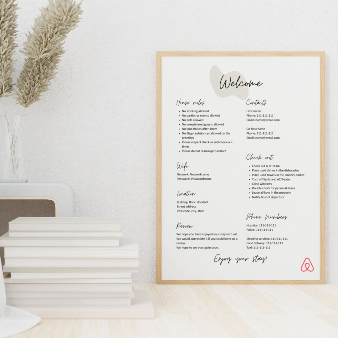 Printable Airbnb Welcome Sign, Printable Welcome Guide in Canva ...