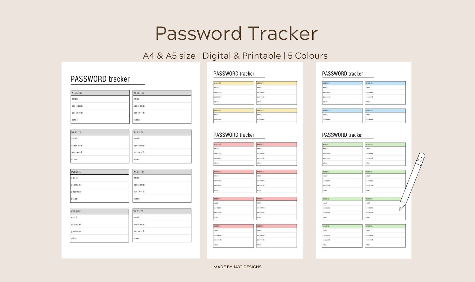 Printable Fillable Password Tracker Digital Password Tracker Password ...