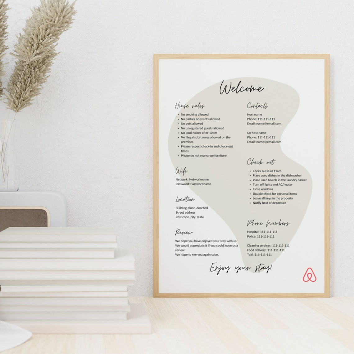 Editable Airbnb Welcome Sign Printable Airbnb Welcome Poster - Etsy