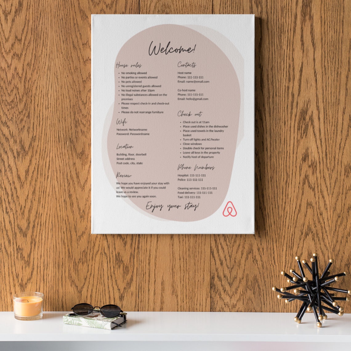 Printable Airbnb Welcome Sign, Editable Airbnb Sign Template, House ...