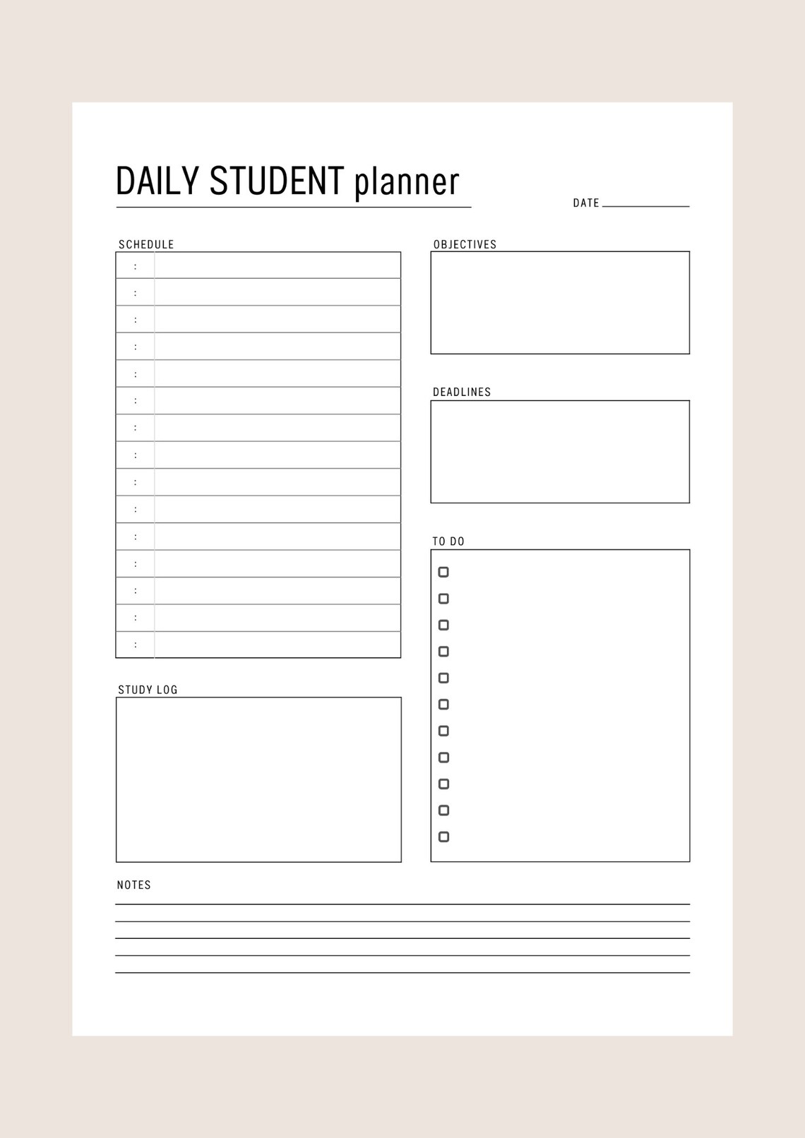 Daily Student Planner | Daily Planner for Students | Student Academic ...