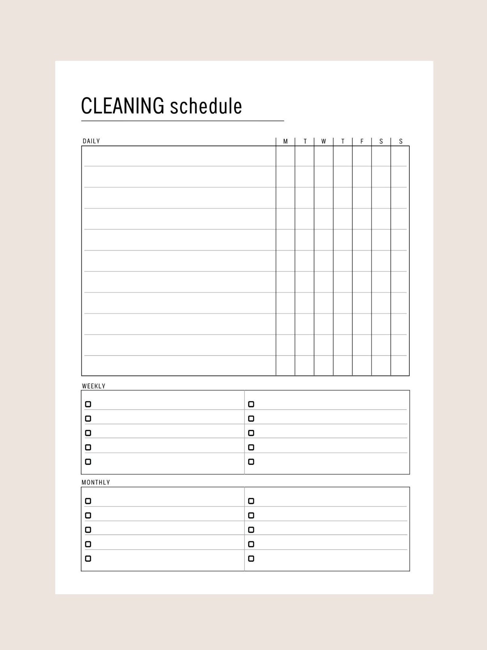 Printable Cleaning Schedule With Editable Weekly Cleaning List and ...