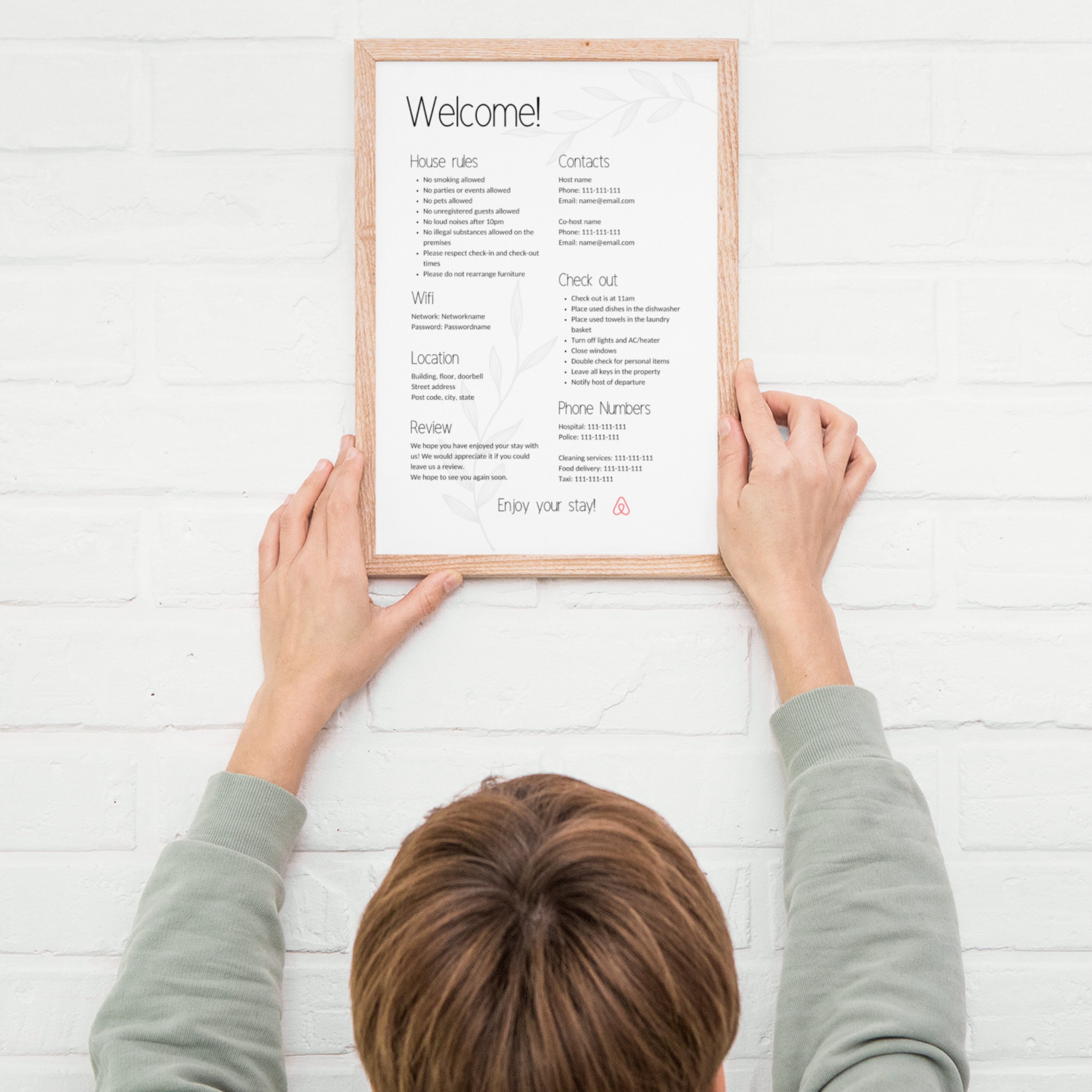Canva Template of Airbnb Welcome Sign With House Rules, Wifi Sign ...