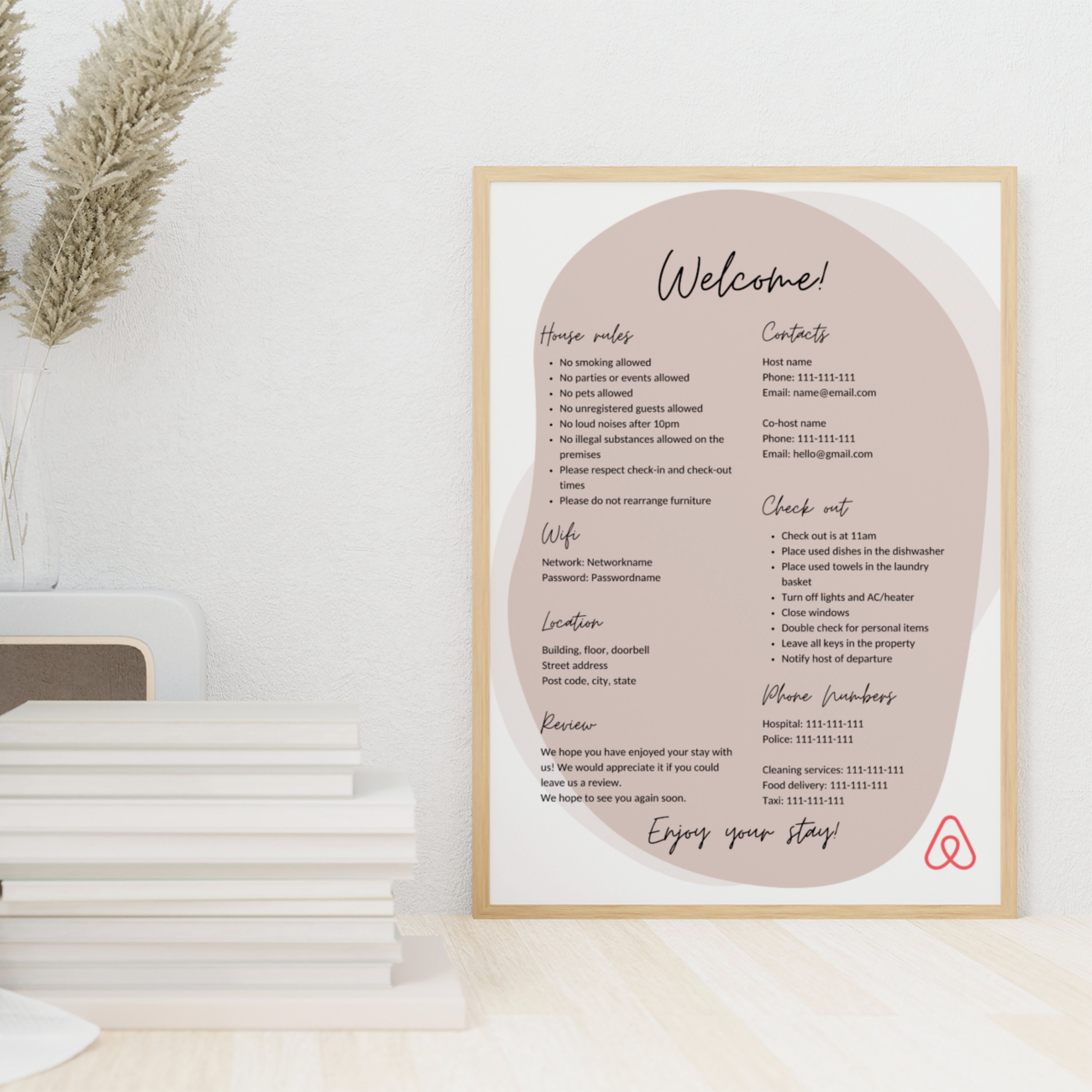 Printable Airbnb Welcome Sign, Editable Airbnb Sign Template, House ...