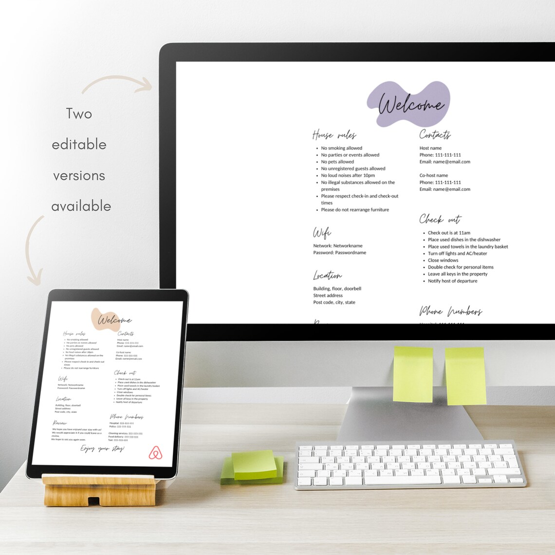 Printable Airbnb Welcome Sign, Printable Welcome Guide in Canva ...