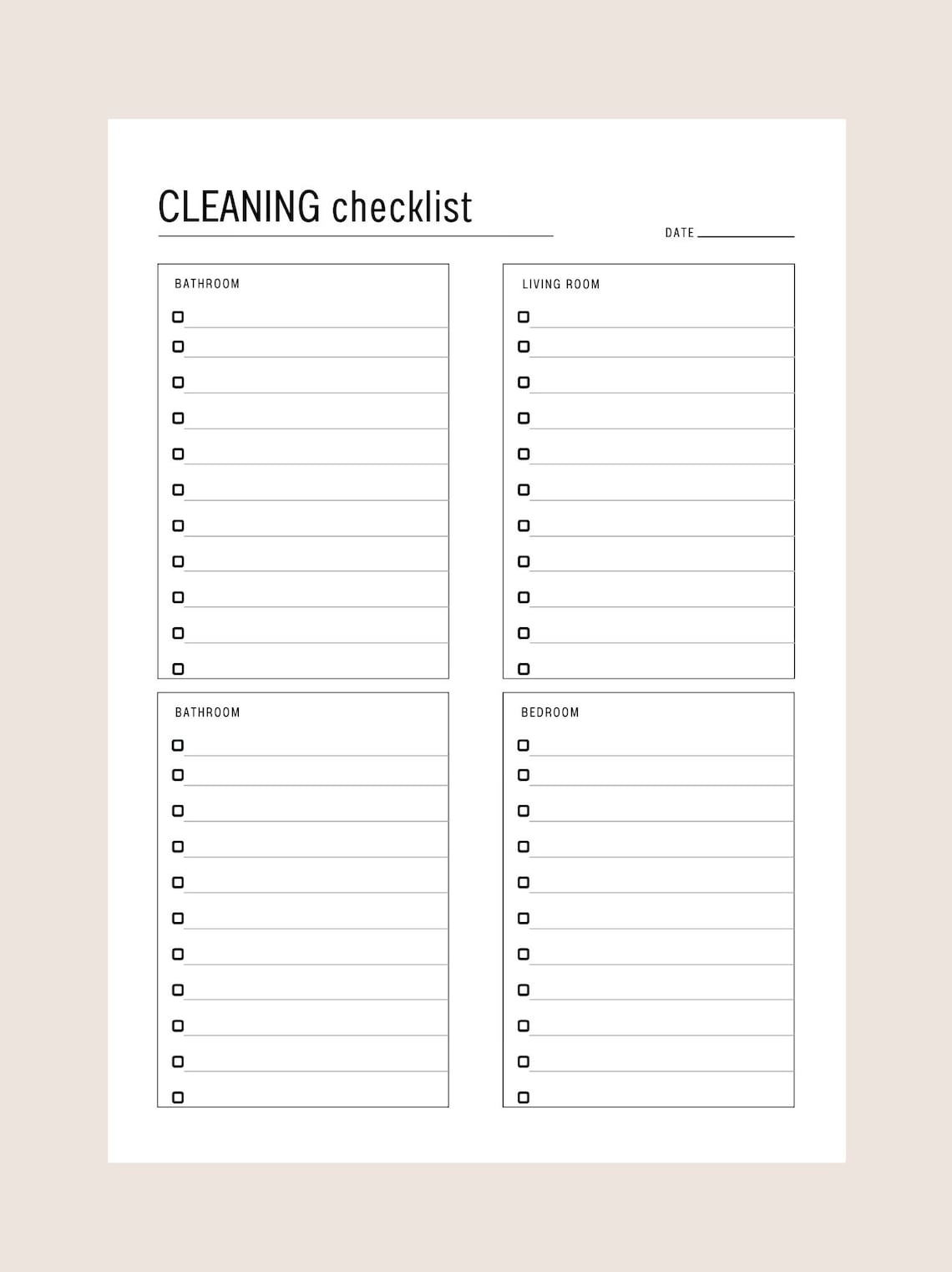Printable Cleaning Schedule With Editable Weekly Cleaning List and ...