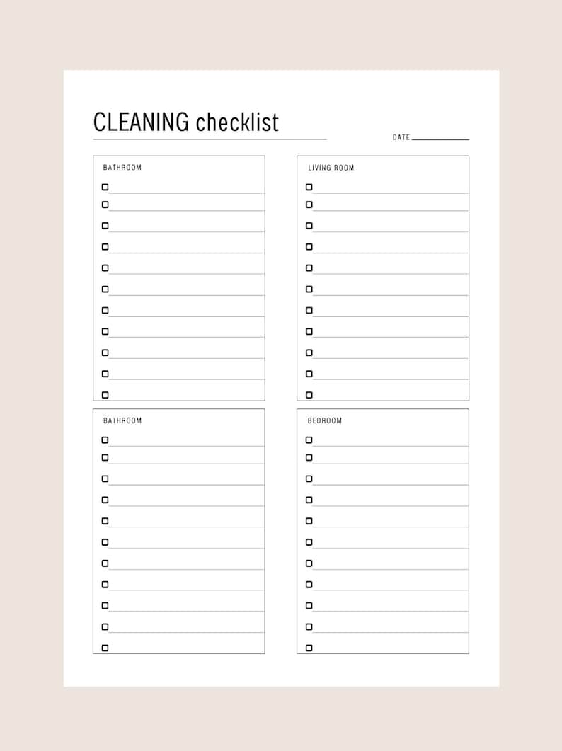 Printable Cleaning Schedule With Editable Weekly Cleaning List and ...