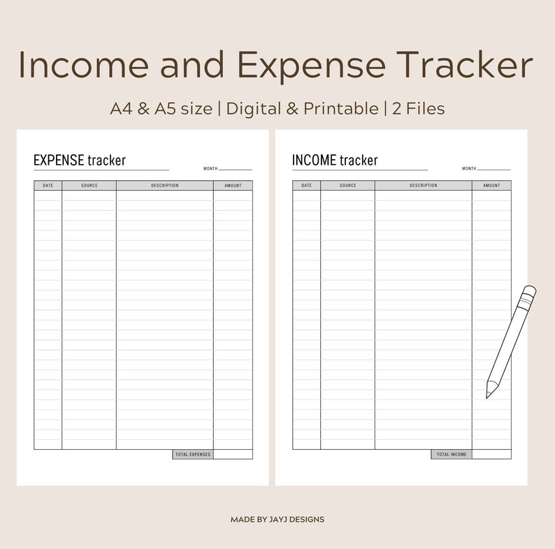 Monthly Income and Expenses Tracker | Finance Tracker , Finance Planner ...