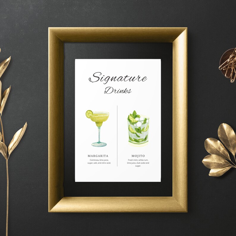 Signature Drink Sign Wedding Signature Drink Sign Template - Etsy