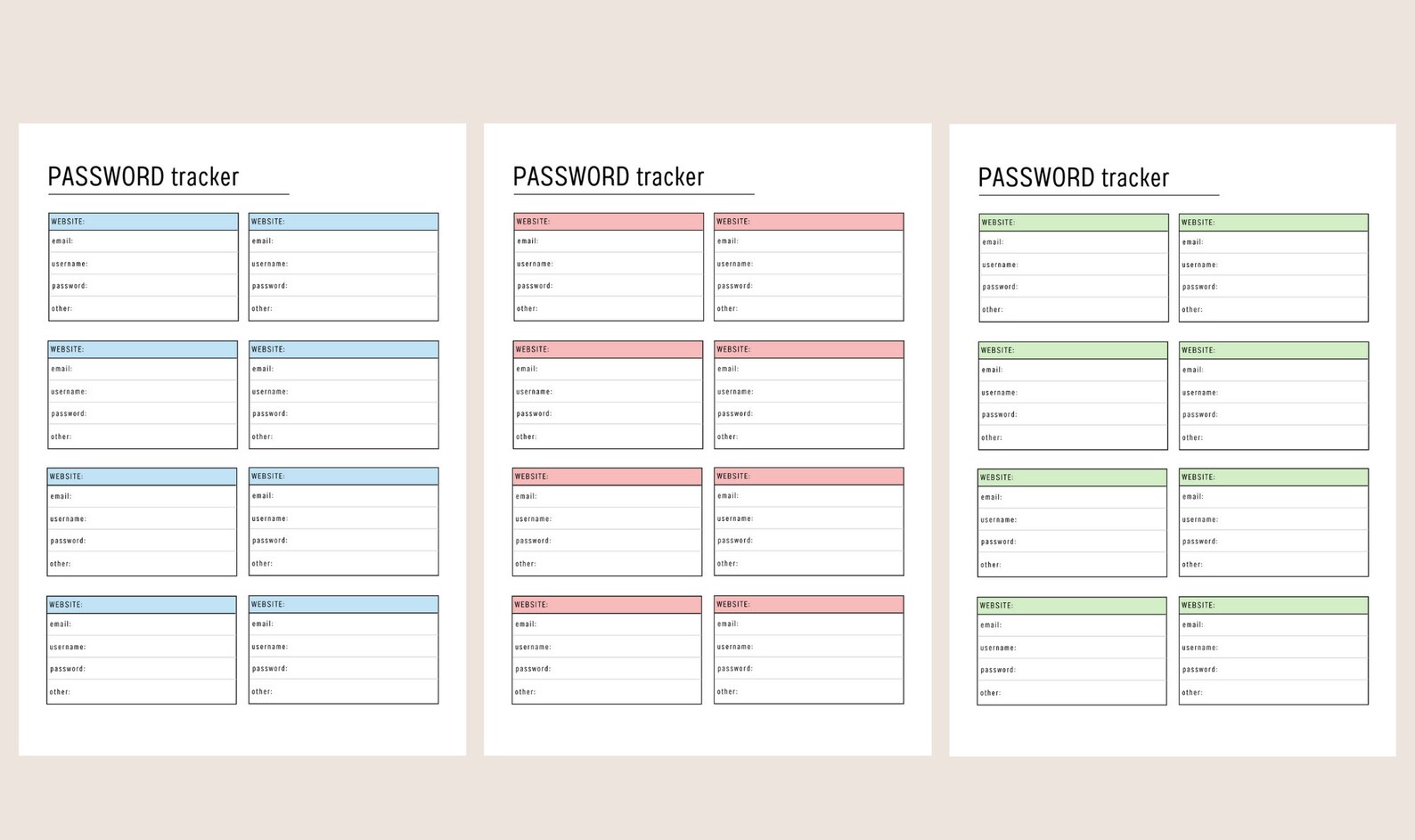 Printable Fillable Password Tracker Digital Password Tracker Password ...