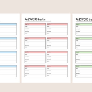 Printable Fillable Password Tracker Digital Password Tracker Password ...