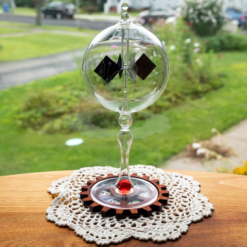 Steampunk Radiometer Vintage Solar Crookes Radiometer With Hardwood Cog Gear Base Premium Gift ...