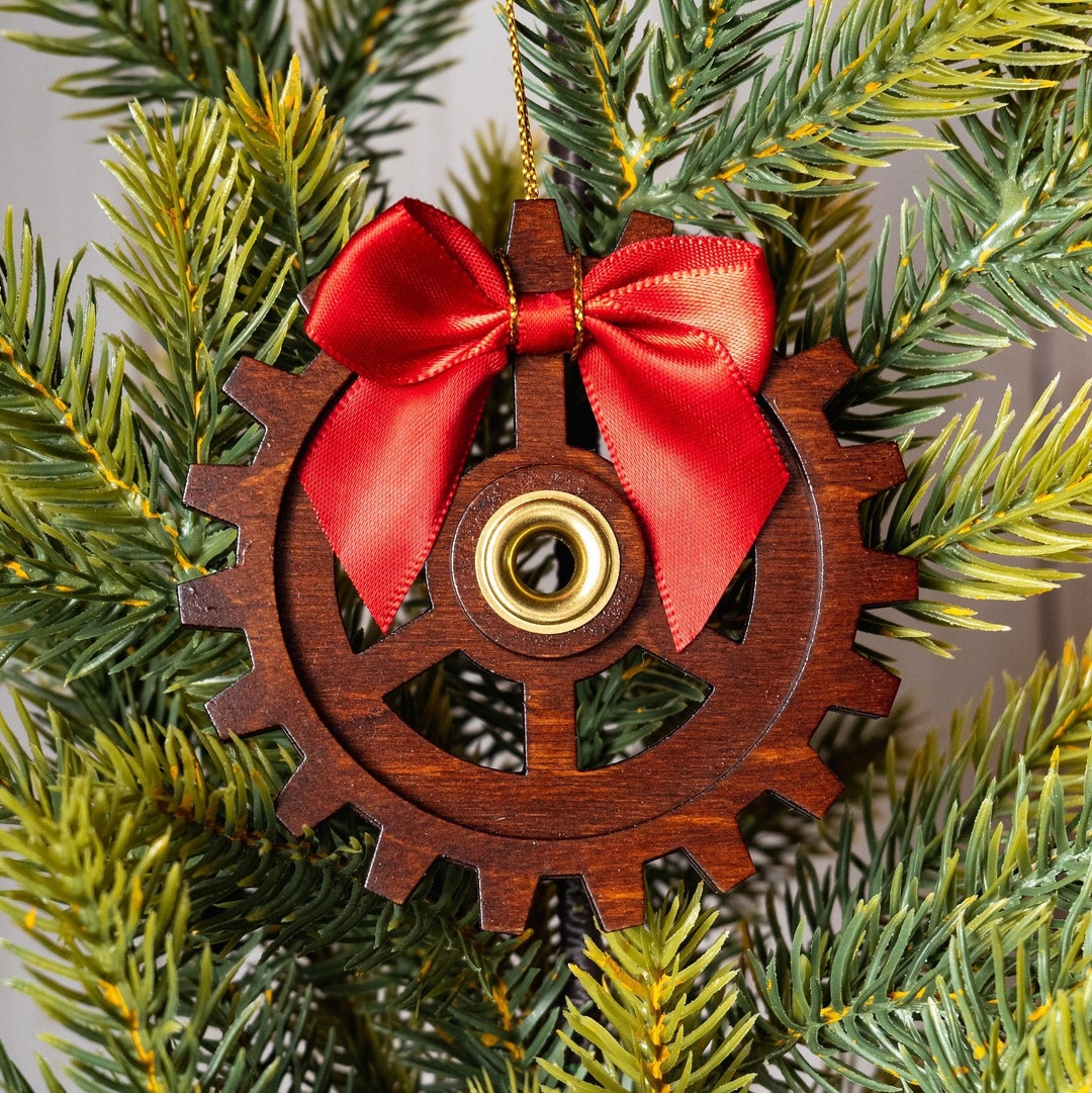 Steampunk Christmas Ornament Beautiful Hand-made Hardwood Cog Gear ...