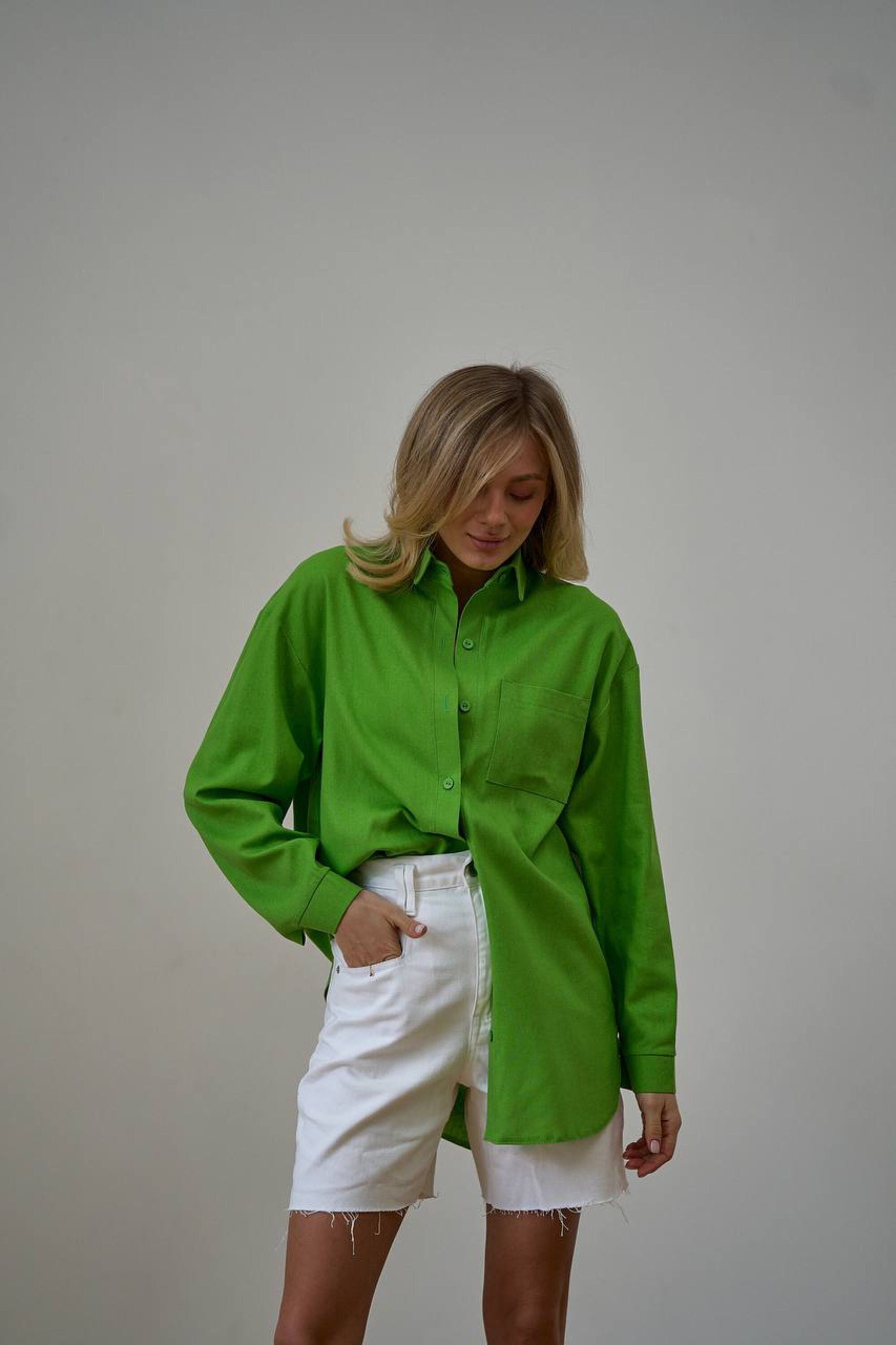 Women's Casual Linen Button up Shirt Classic V-neck Linen - Etsy