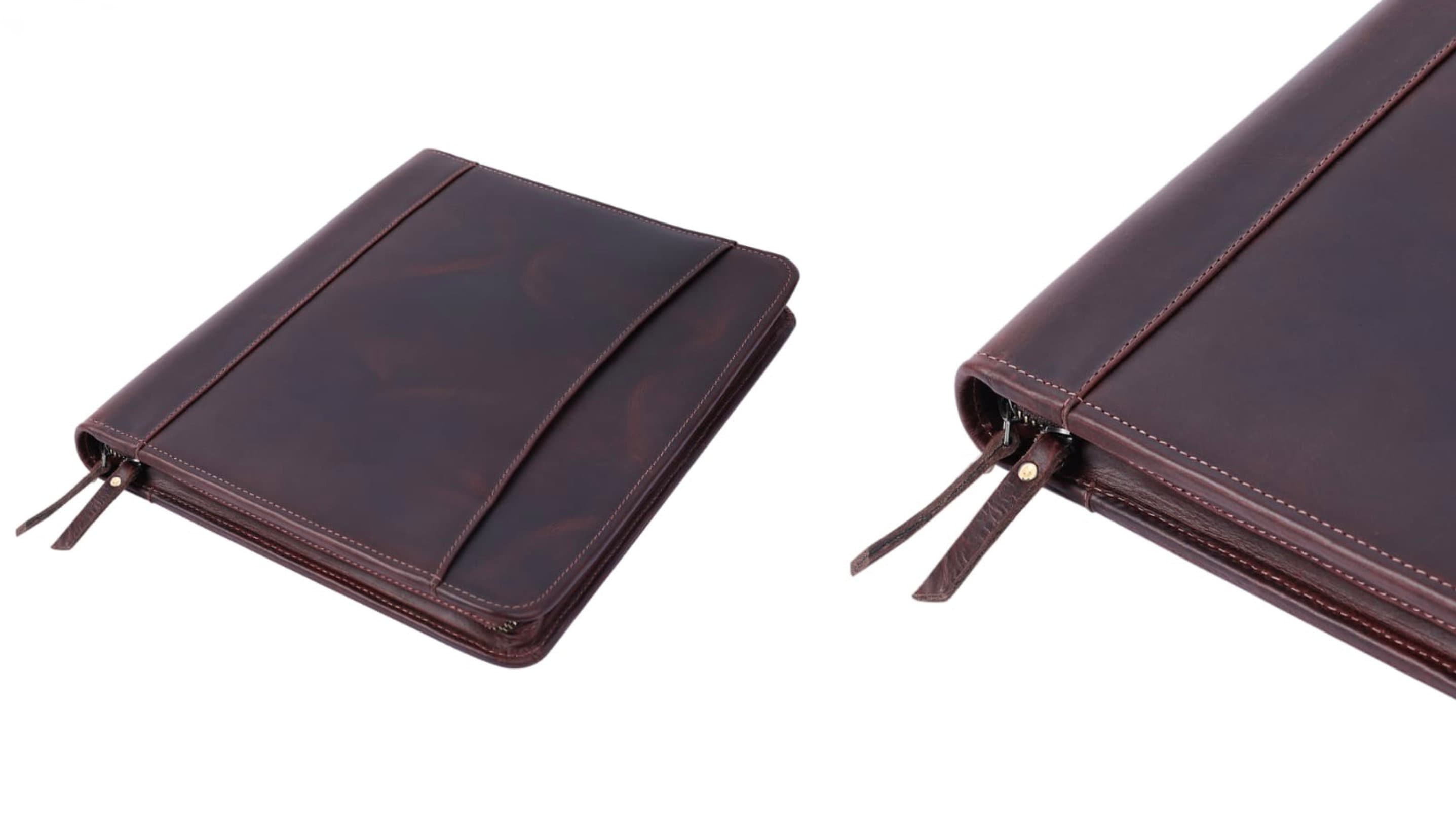 Personalized Leather Portfolio Document Bag With Zipper - Etsy