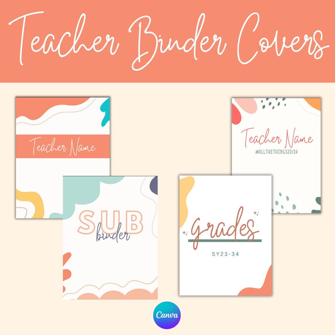 Colorful Teacher Binder Covers - Etsy