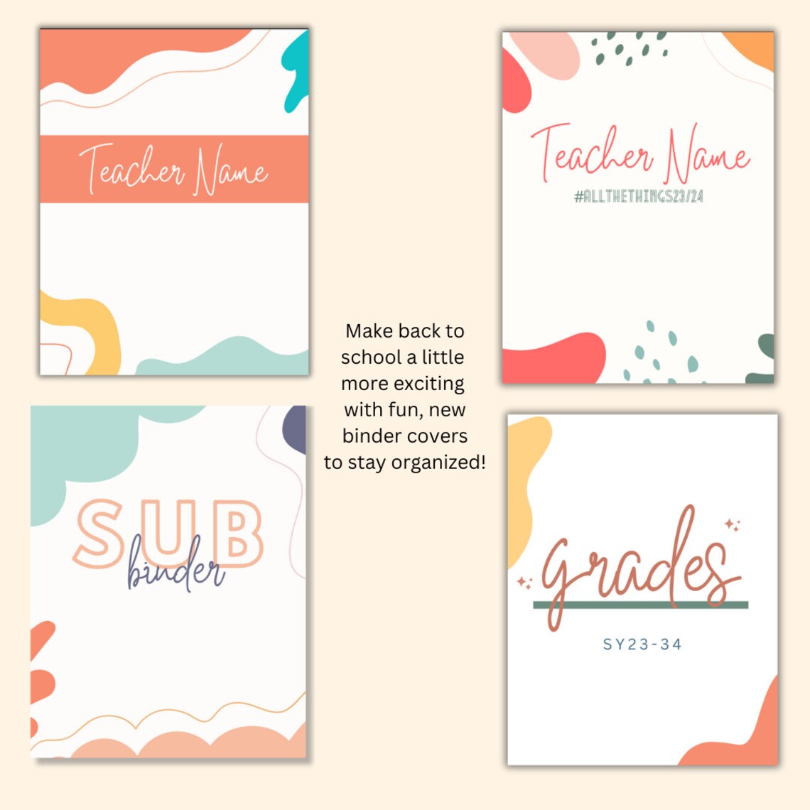 Colorful Teacher Binder Covers - Etsy