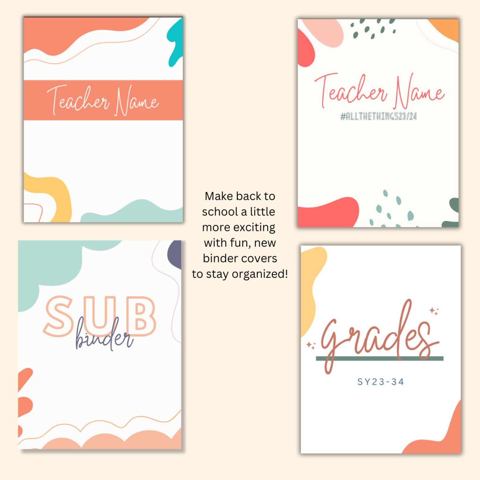 Colorful Teacher Binder Covers - Etsy