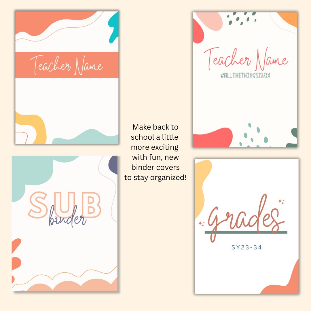 Colorful Teacher Binder Covers - Etsy
