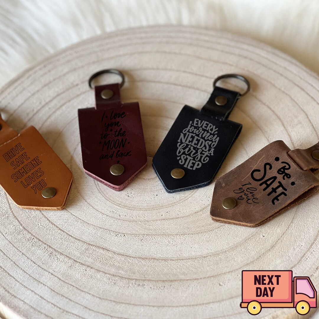 Personalized Leather Keychain, Custom Keychain, Leather Gift, Unique ...