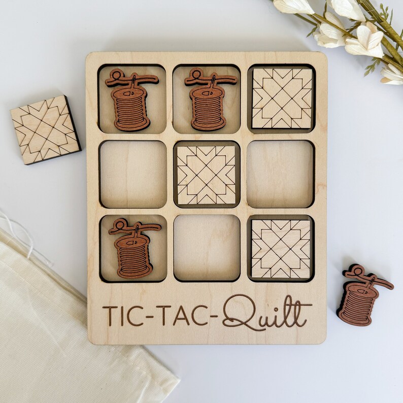 Quilt Tic-tac-toe Game Wooden Board Game Set Perfect for Family Game ...