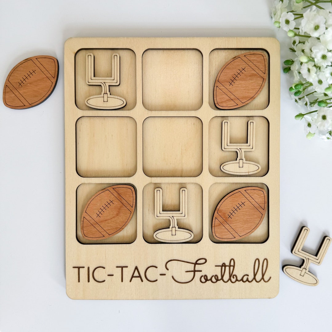 Football Wooden Tic-tac-toe Game Board for Kids, Adults, and Sports ...