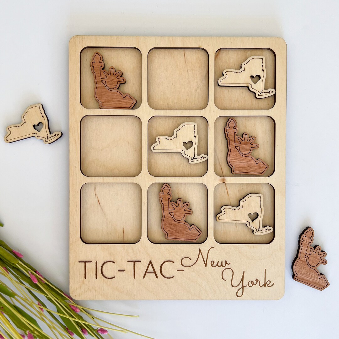 New York State Tic-tac-toe Wooden Board Set Perfect for Family Game ...