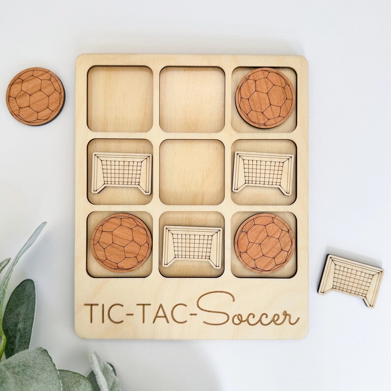 Soccer Tic-tac-toe Board Set Premium Wooden Game Pieces With Iconic ...