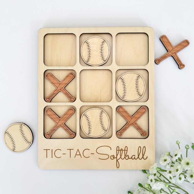 Softball Tic-tac-toe Board Set Premium Materials Iconic Symbols and ...