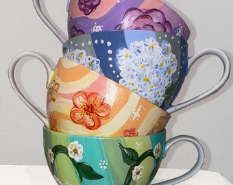 Hand Painted Tea Cup - Etsy