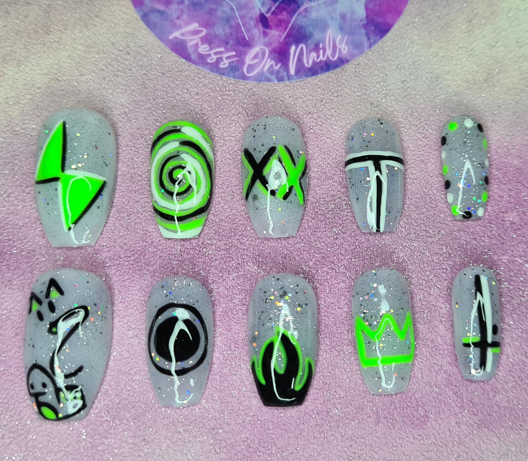 Stray Kids SKZ Neon Green and Glitter K-pop Themed Hand Painted Press ...