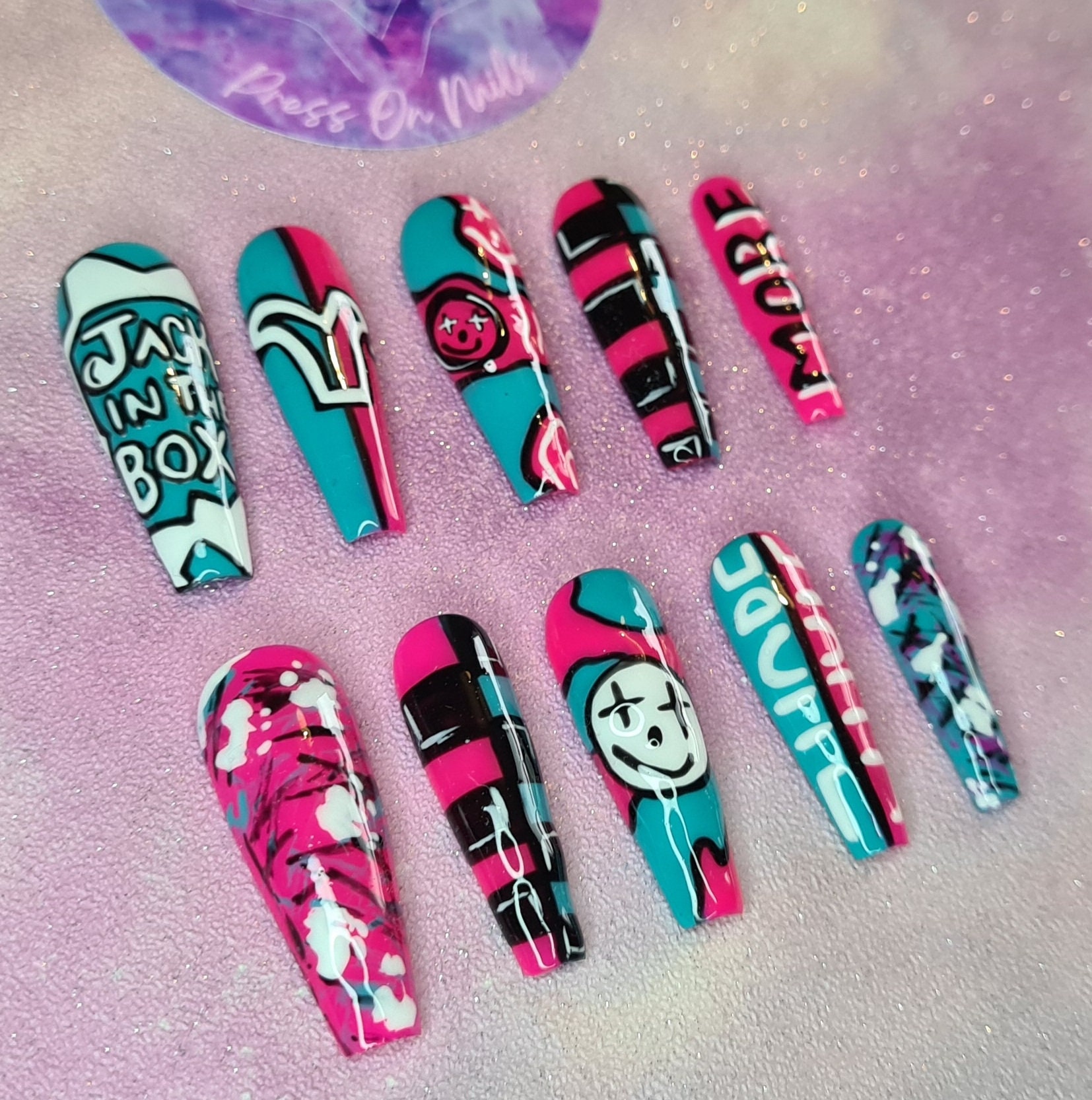 BTS J-hope Jack in the Box Themed Hand Painted Press on Nails - Etsy