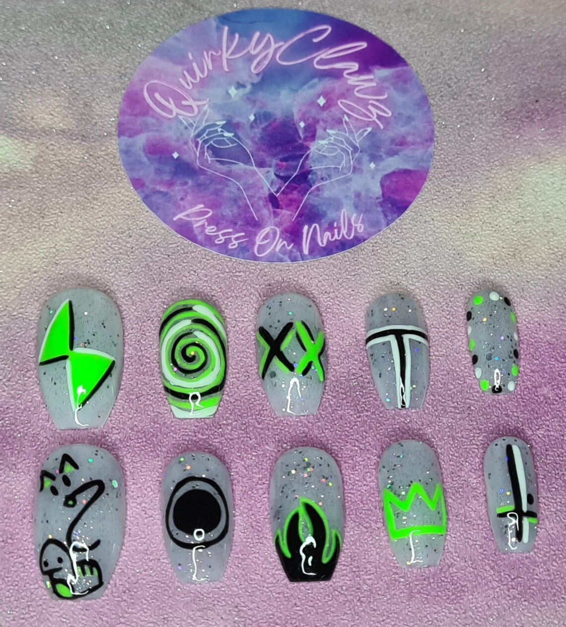 Stray Kids SKZ Neon Green and Glitter K-pop Themed Hand Painted Press ...