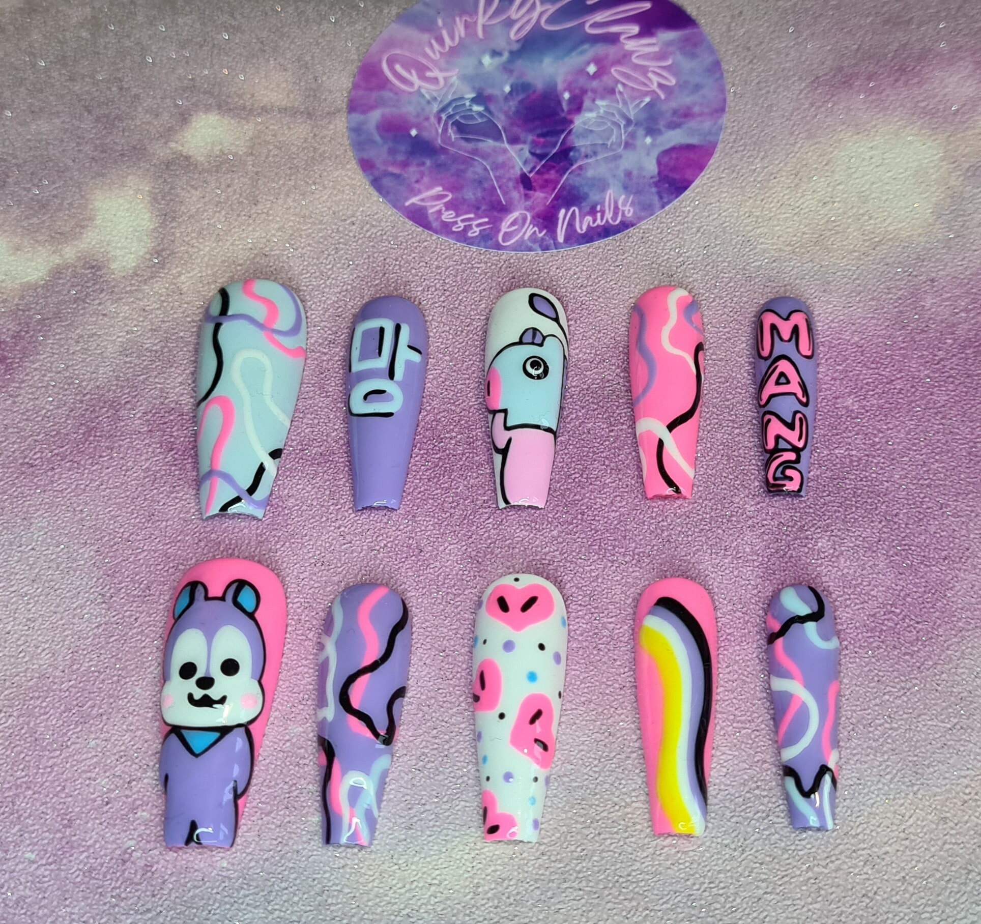 BTS BT21 J-hope Bias K-pop Themed Hand Painted Press on Nails - Etsy