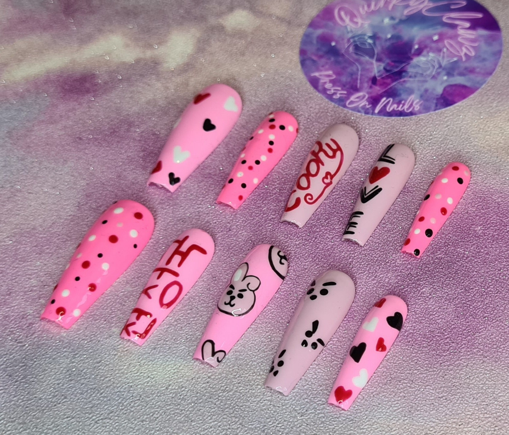 BTS BT21 Jungkook Bias K-pop Themed Hand Painted Press on - Etsy