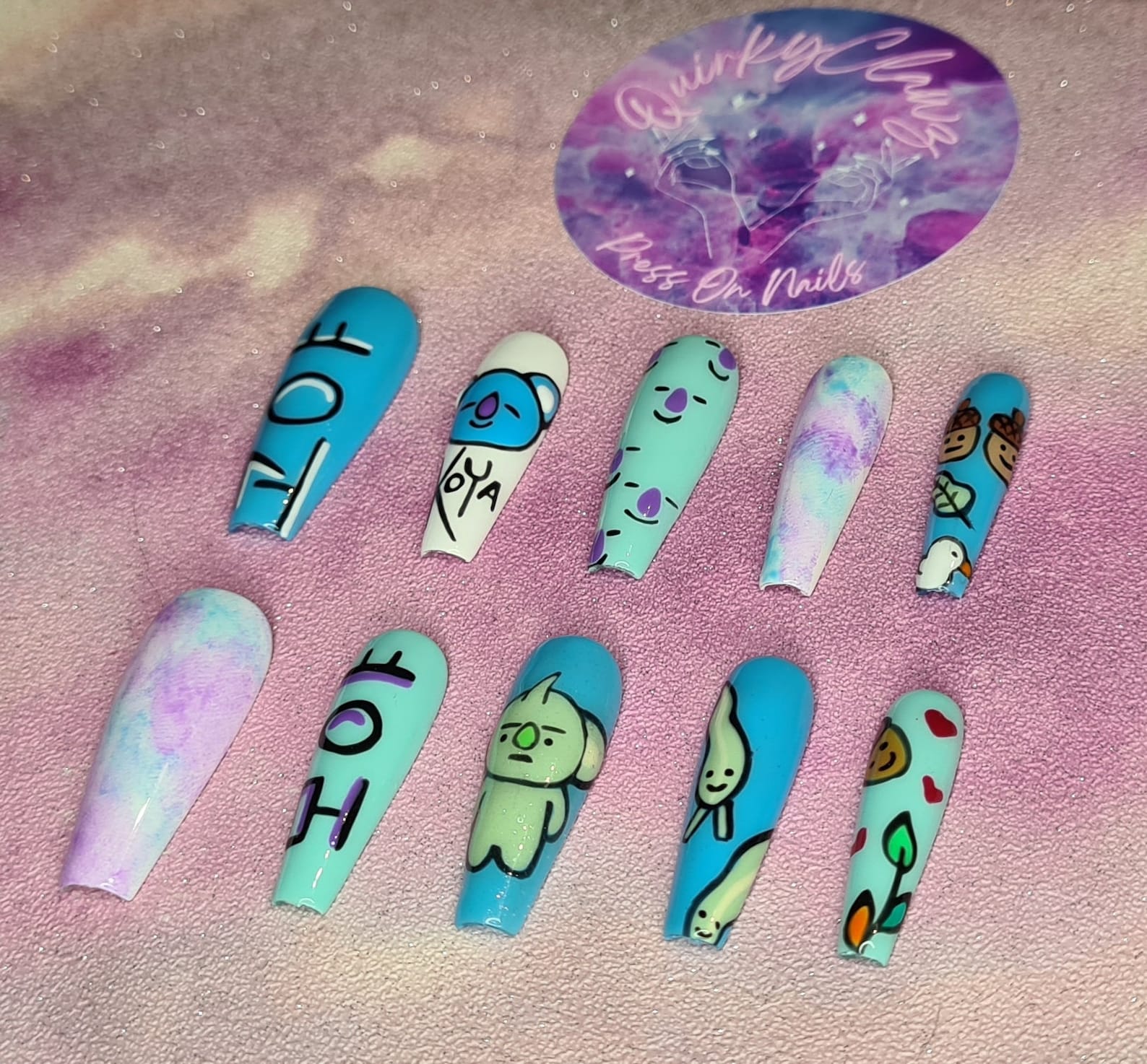 BTS BT21 RM Bias K-pop Themed Hand Painted Press on Nails - Etsy