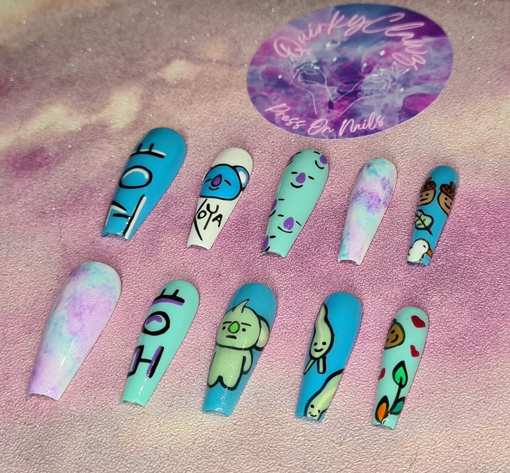 BTS BT21 RM Bias K-pop Themed Hand Painted Press on Nails - Etsy