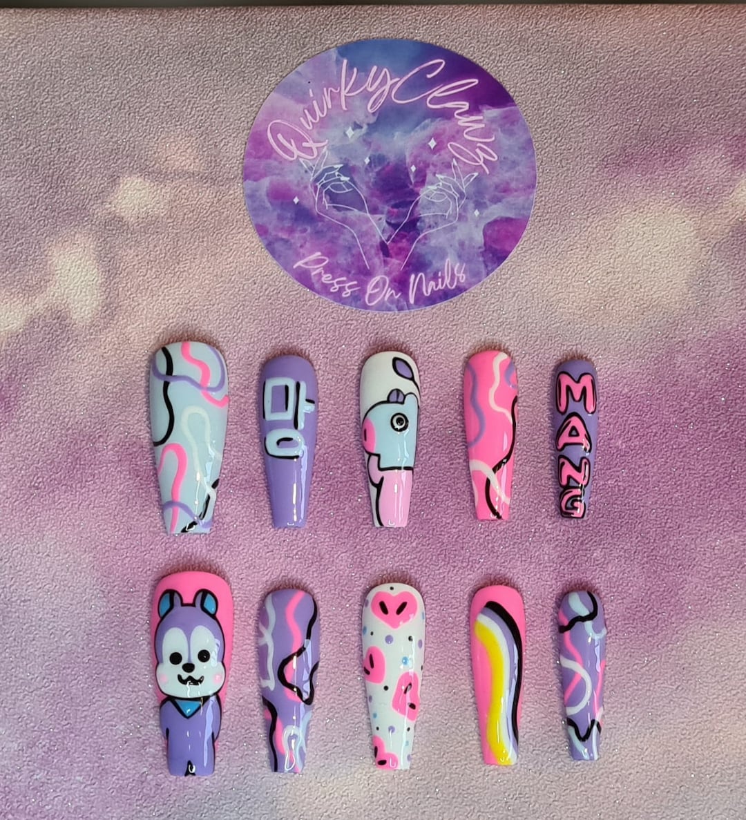 BTS BT21 J-hope Bias K-pop Themed Hand Painted Luxury Press on Nails - Etsy
