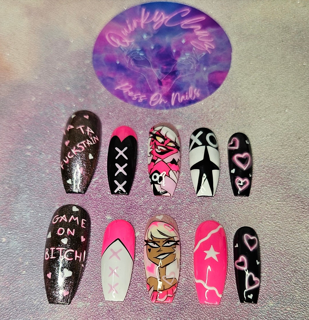Helluva Boss Verosika Mayday Cartoon Themed Hand Painted Press on Nails ...