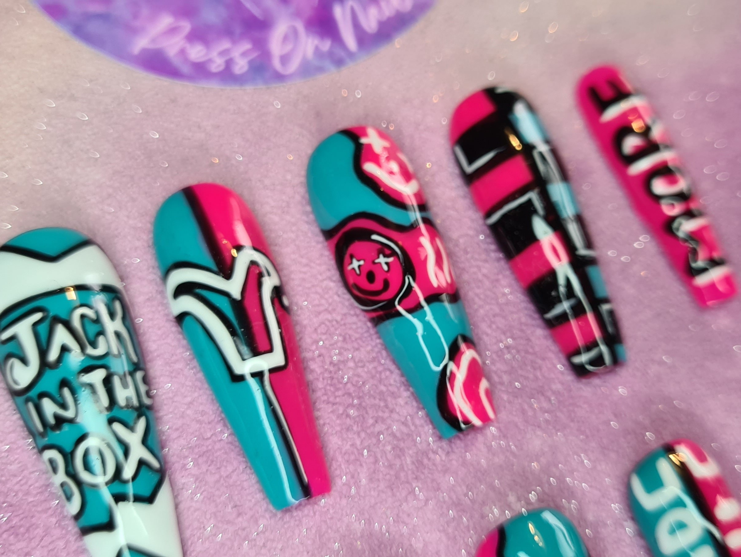 BTS J-hope Jack in the Box Themed Hand Painted Press on Nails - Etsy