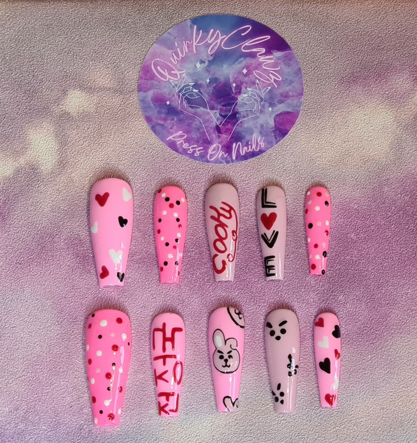 BTS BT21 Jungkook Bias K-pop Themed Hand Painted Press on - Etsy
