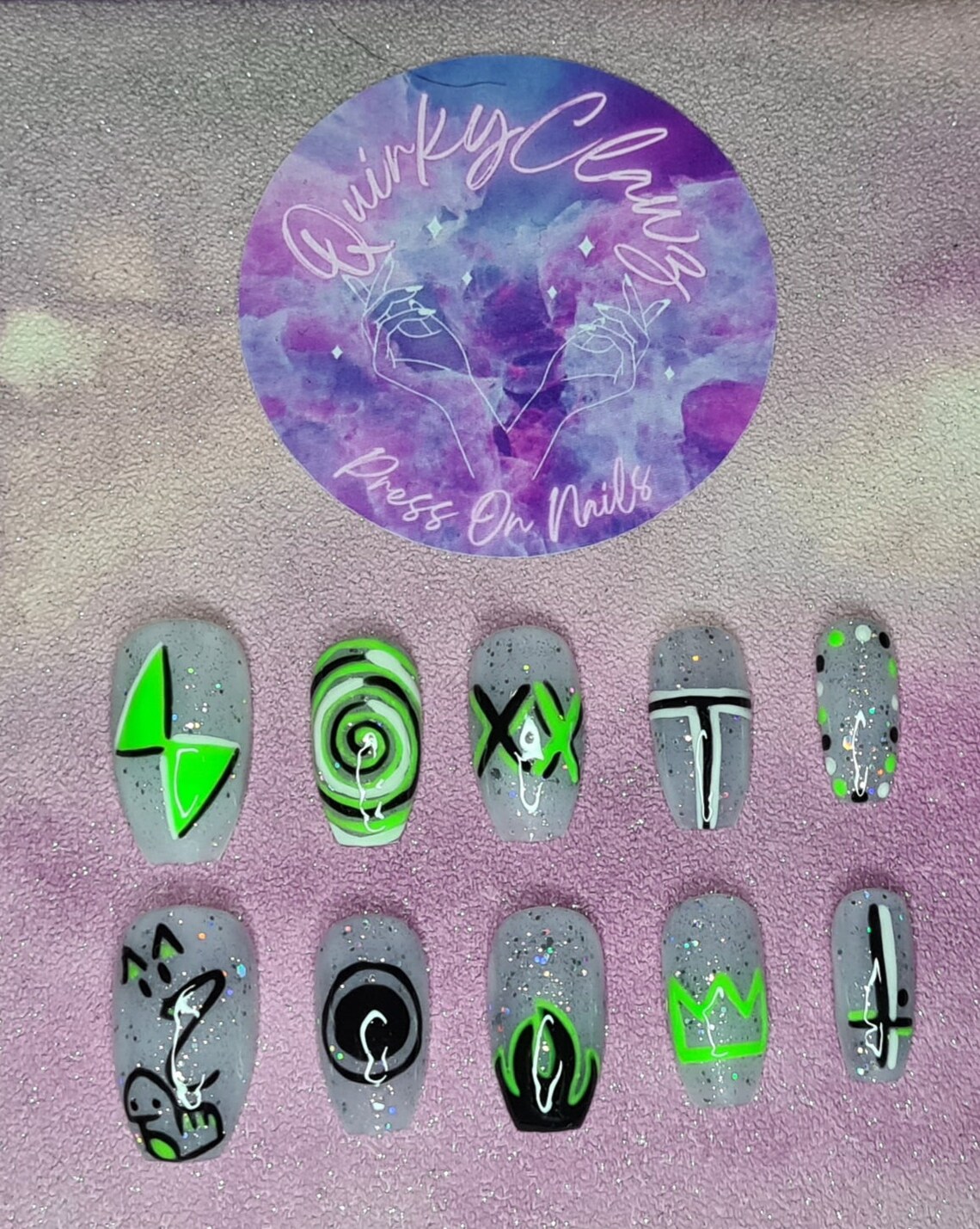 Stray Kids SKZ Neon Green and Glitter K-pop Themed Hand Painted Press ...