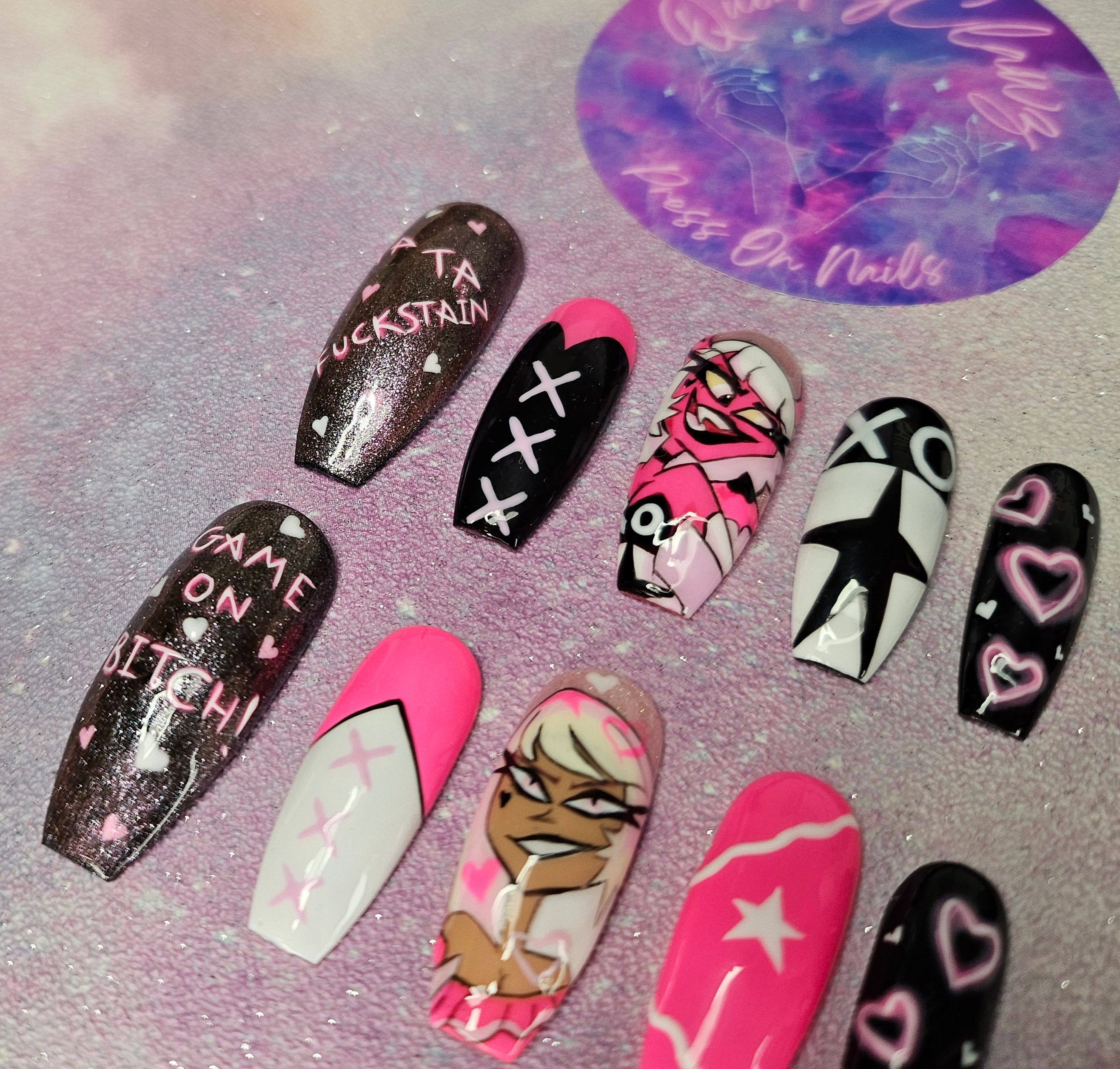 Helluva Boss Verosika Mayday Cartoon Themed Hand Painted Press on Nails ...
