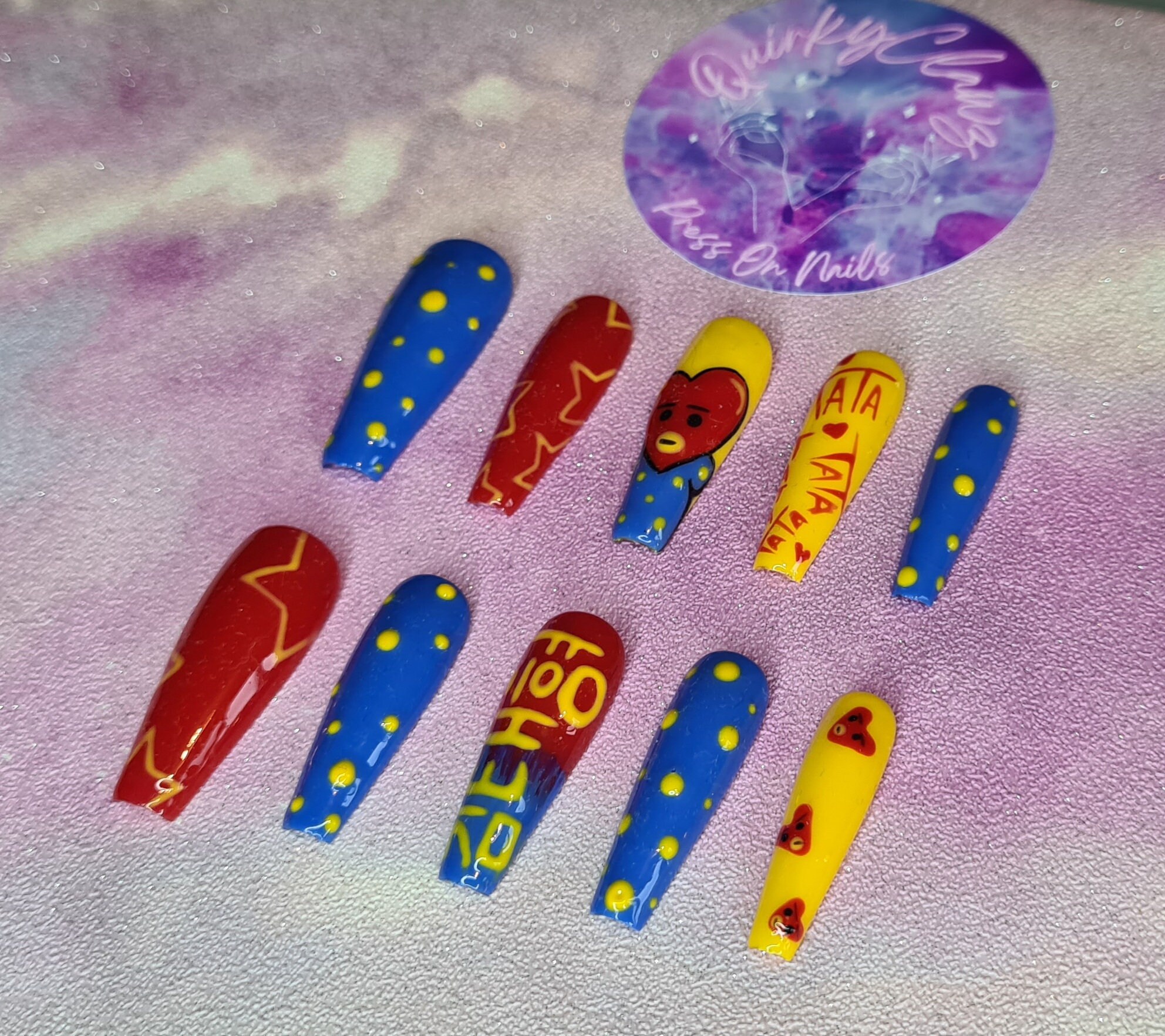 BTS BT21 V Bias K-pop Themed Hand Painted Press on Nails - Etsy