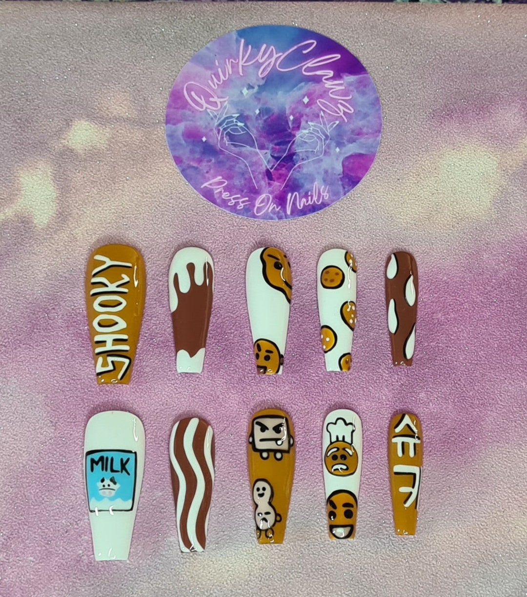 BTS BT21 Suga Bias K-pop Themed Hand Painted Press on Nails - Etsy