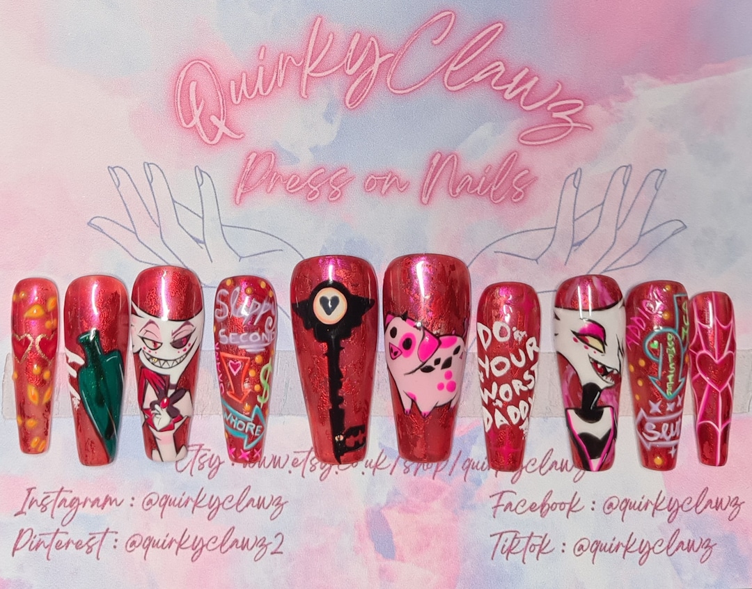 Angeldust Hazbin Hotel Themed Cartoon Character Hand Painted Press on ...