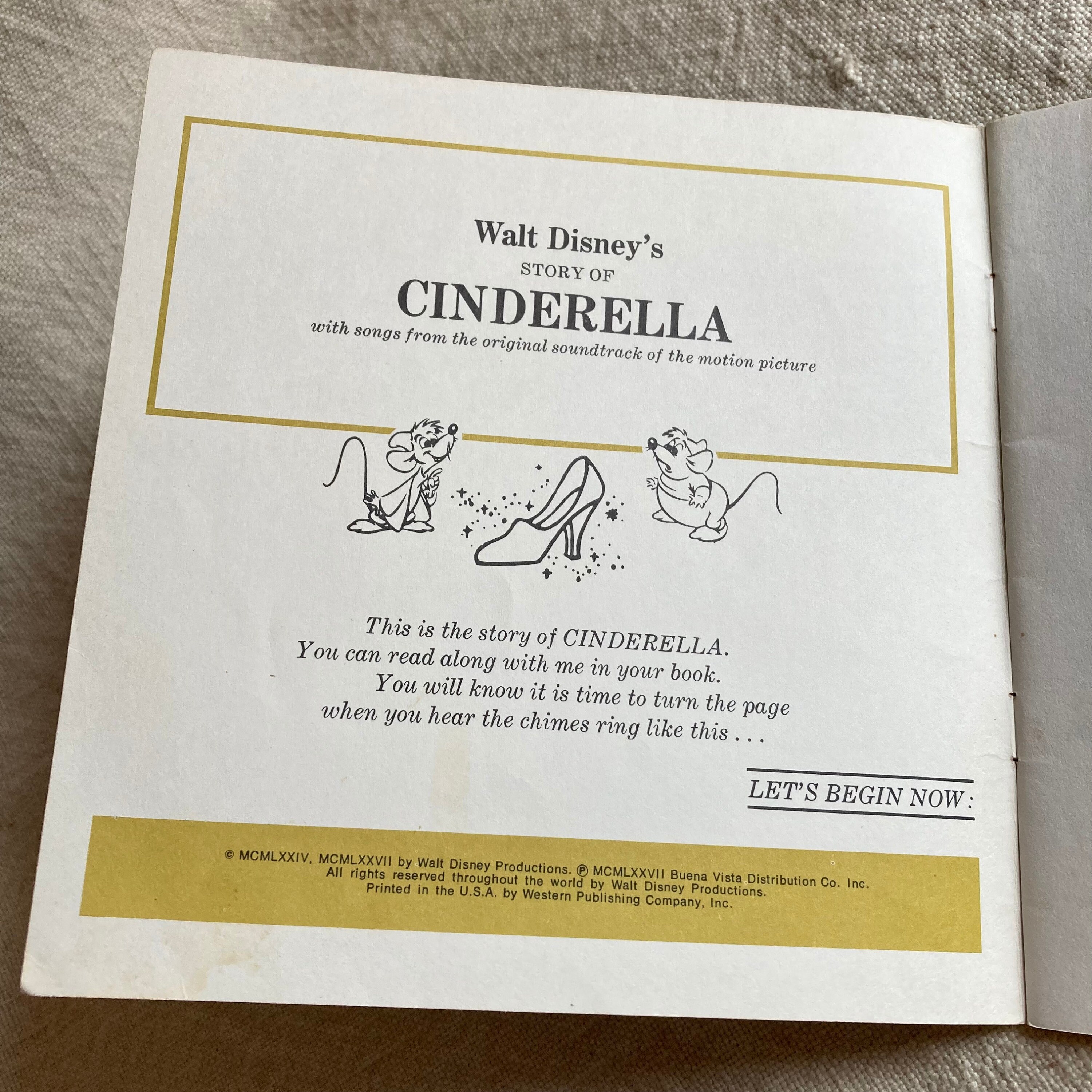 Walt Disney’s Story of Cinderella Vintage 1977 Read Along Book - Etsy