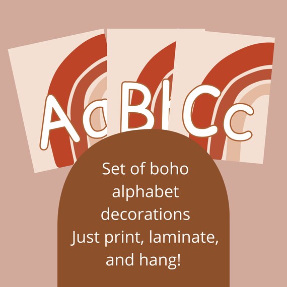 Set of Boho Rainbow Alphabet Posters - Etsy